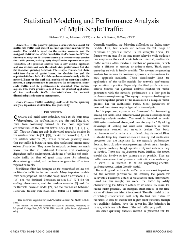 Pdf Statistical Modeling And Performance Analysis Of Multi Scale Traffic