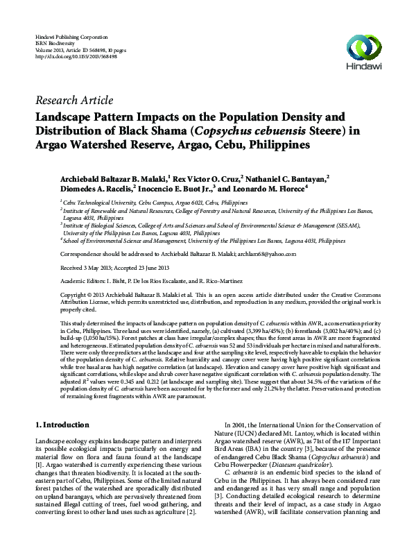 (PDF) Landscape Pattern Impacts on the Population Density and ...