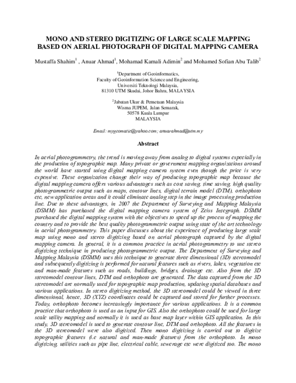 (PDF) Mono and Stereo Digitizing of Large Scale Mapping Based on Aerial ...