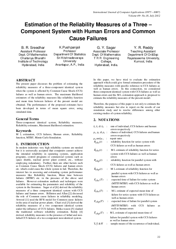 (PDF) Estimation of the Reliability Measures of a Three-component ...