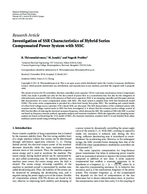 (PDF) Investigation of SSR Characteristics of Hybrid Series Compensated ...