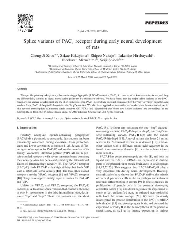(PDF) Splice variants of PAC1 receptor during early neural development ...