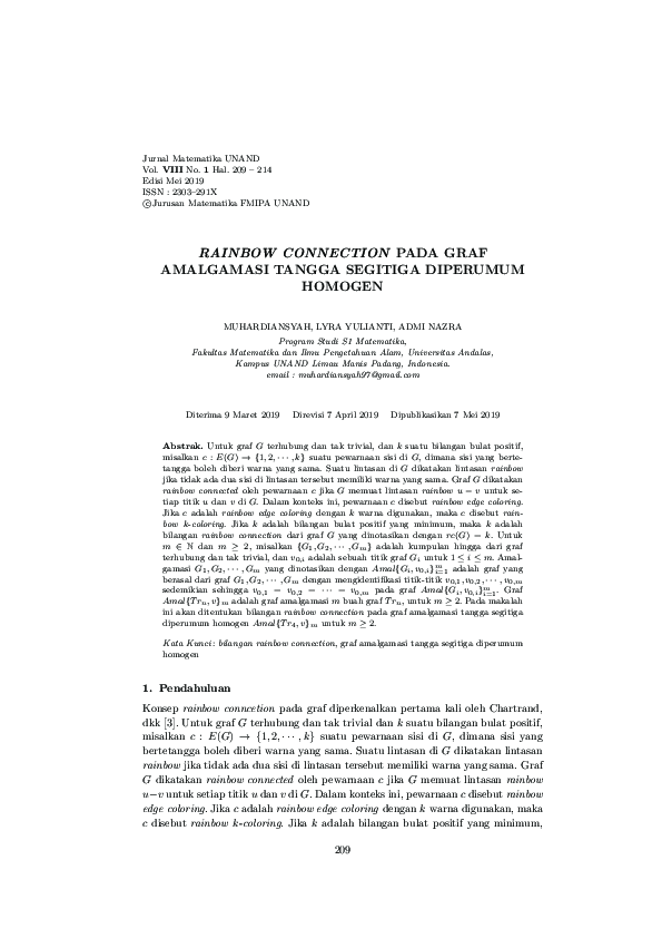 (PDF) Rainbow Connection Pada Graf Amalgamasi Tangga Segitiga Diperumum ...