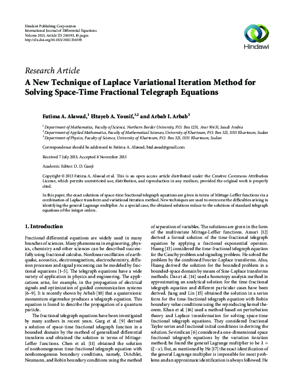 Pdf Laplace Variational Method For Fractional Telegraph