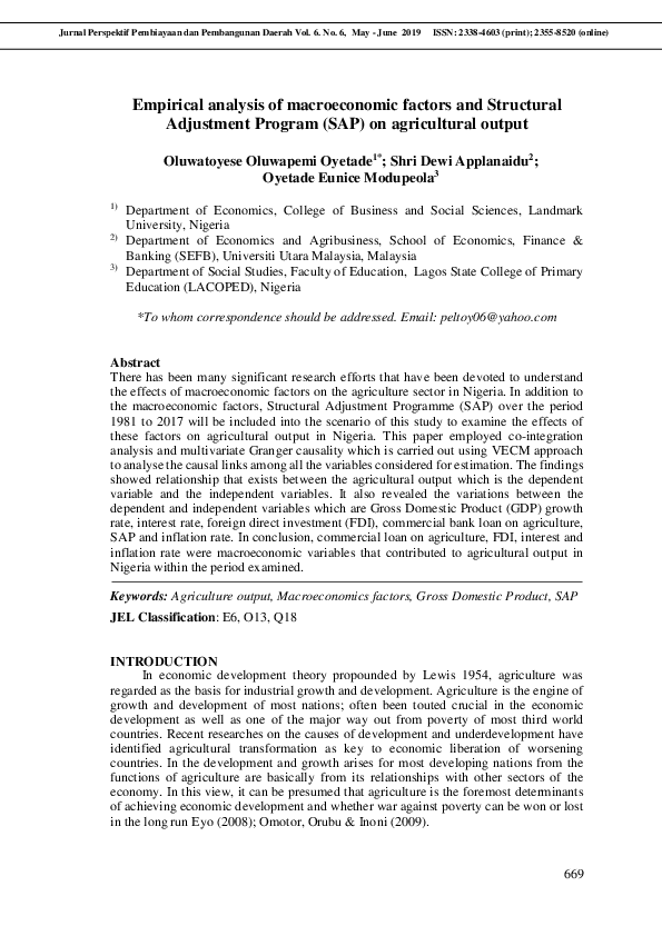 (PDF) Empirical analysis of macroeconomic factors and Structural ...