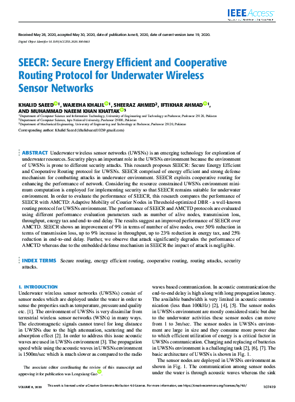 (PDF) SEECR: Secure Energy Efficient and Cooperative Routing Protocol for Underwater Wireless ...