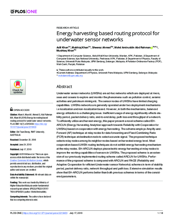 (PDF) Energy harvesting based routing protocol for underwater sensor ...