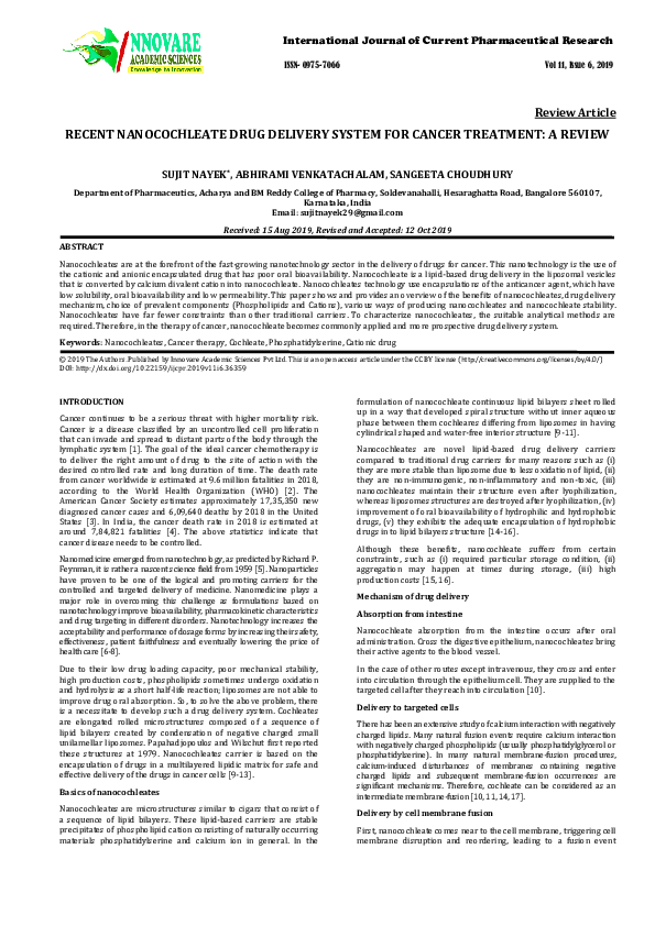 (PDF) Recent Nanocochleate Drug Delivery System for Cancer Treatment: A ...