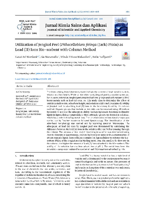 (PDF) Utilization of Jengkol Peel (Pithecellobium jiringa (Jack) Prain ...