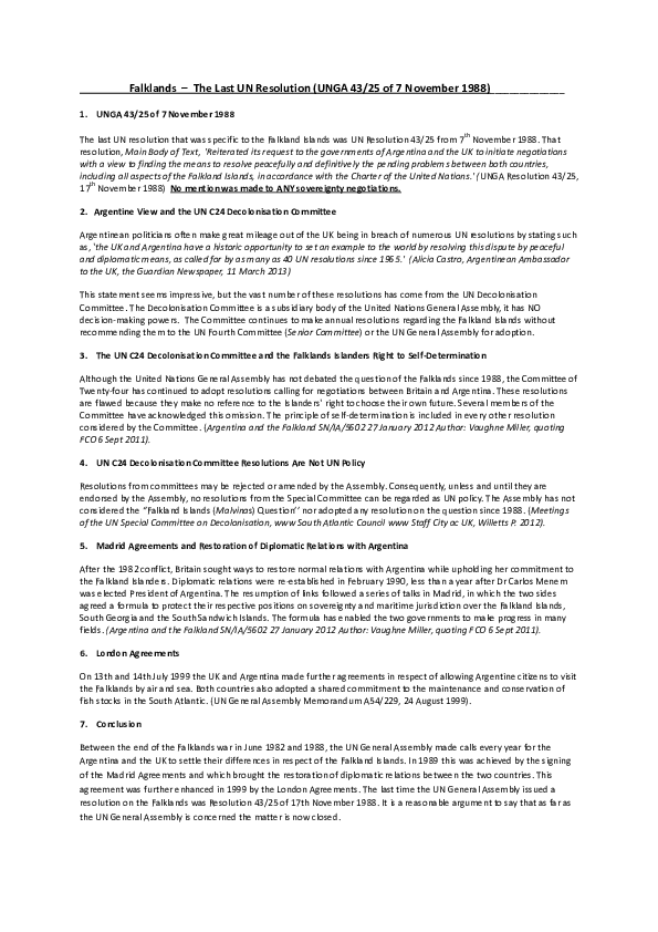 (PDF) Falklands -The Last UN Resolution (UNGA 43/25 of 7 November 1988
