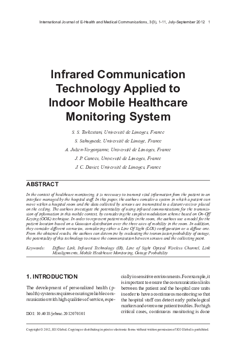 (PDF) Infrared Communication Technology Applied to Indoor Mobile ...