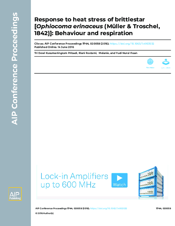 (PDF) Response to heat stress of brittlestar [Ophiocoma erinaceus ...