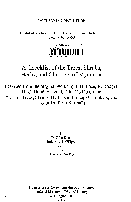 (PDF) A checklist of the trees, shrubs, herbs, and climbers of Myanmar ...