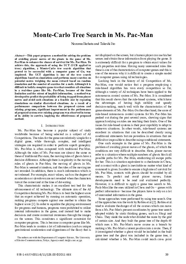 (PDF) Monte-Carlo tree search in Ms. Pac-Man