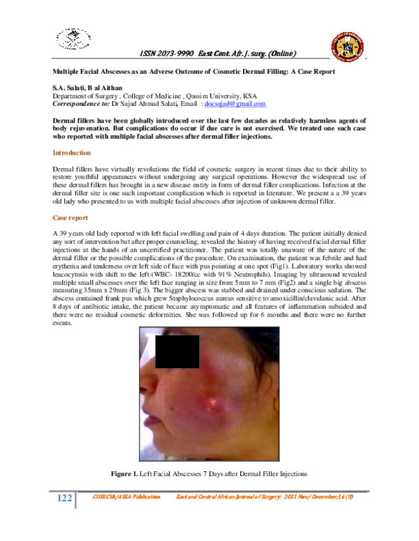 (PDF) Multiple Facial Abscesses as an Adverse Outcome of Cosmetic ...