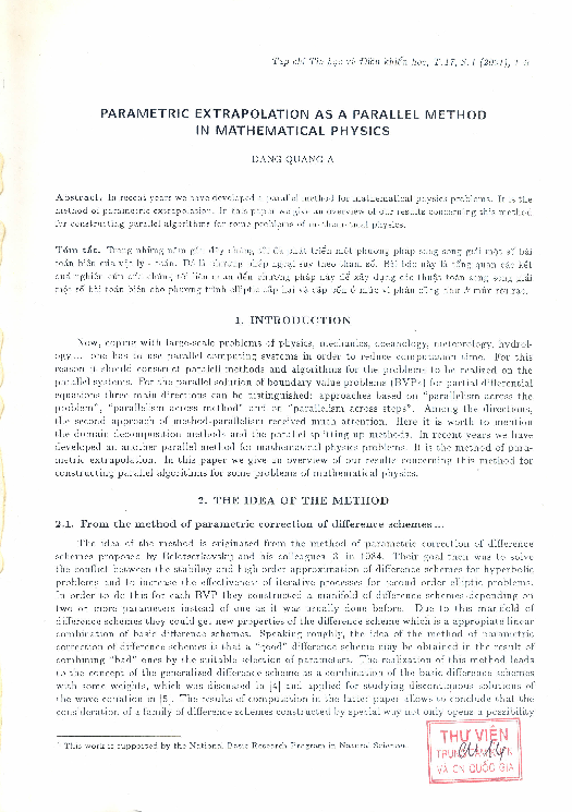 (PDF) Parametric extrapolation as a parallel method in mathematical physics