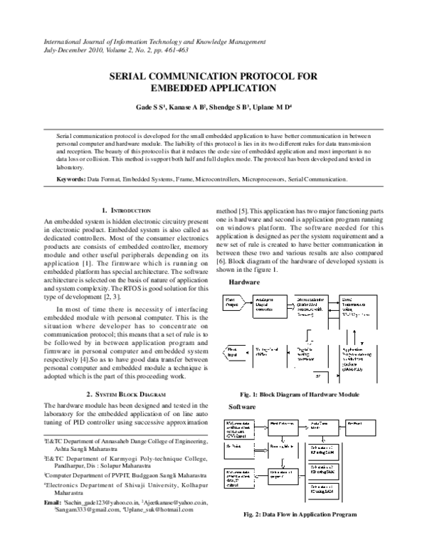 (PDF) Serial Communication Protocol for Embedded Application