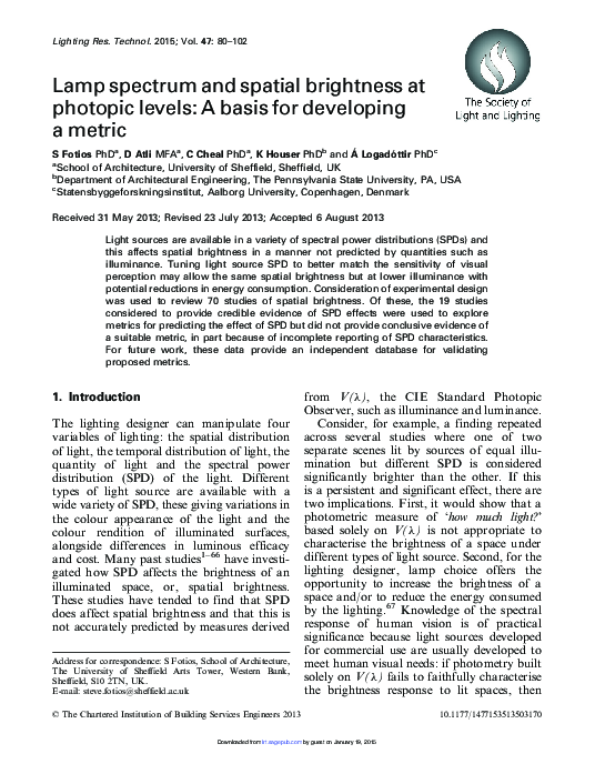 (PDF) Lamp spectrum and spatial brightness at photopic levels: A basis ...