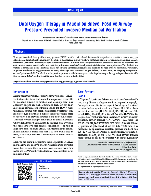 (PDF) Dual oxygen therapy in patient on bilevel positive airway ...