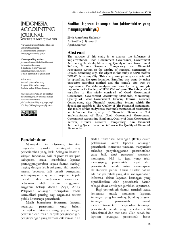 (PDF) Kualitas laporan keuangan dan faktor-faktor yang mempengaruhinya