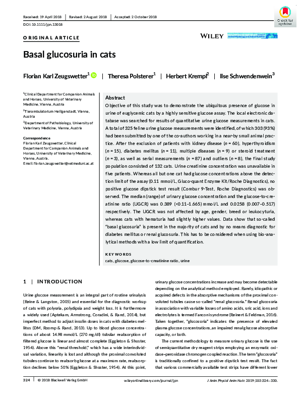 (PDF) Basal glucosuria in cats