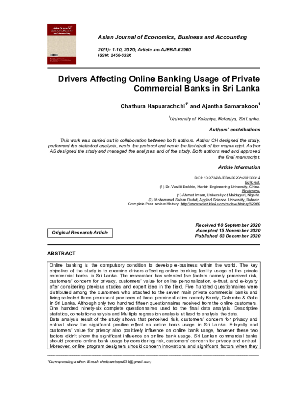 (PDF) Drivers Affecting Online Banking Usage of Private Commercial ...