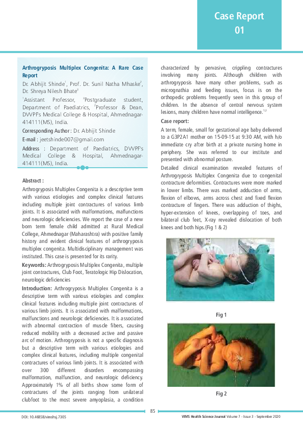 (PDF) Rare Case of Arthrogryposis Multiplex Congenita