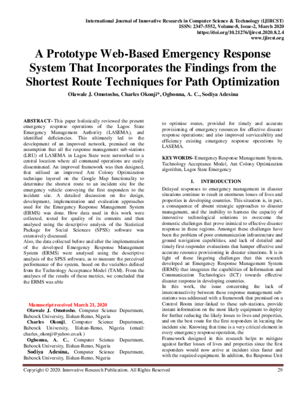 (PDF) A Prototype Web-Based Emergency Response System That Incorporates ...