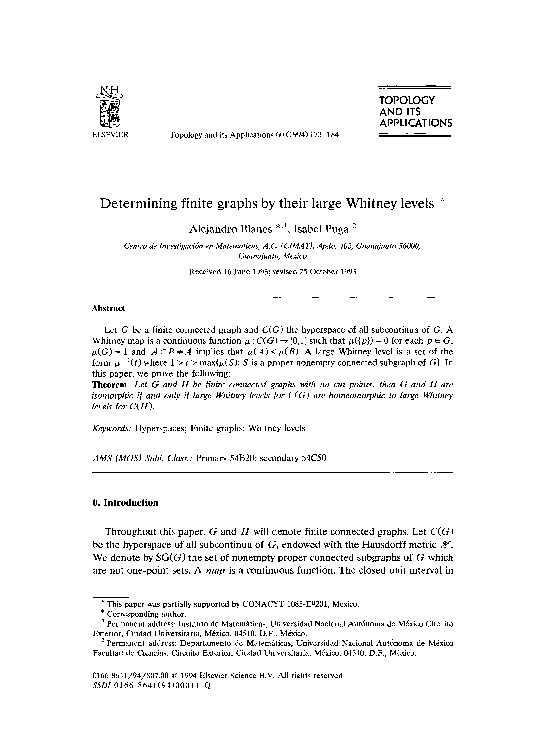 Pdf Determining Finite Graphs By Their Large Whitney Levels