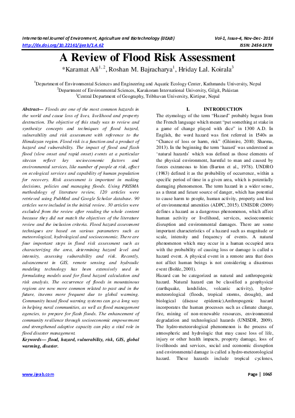 (PDF) A Review of Flood Risk Assessment