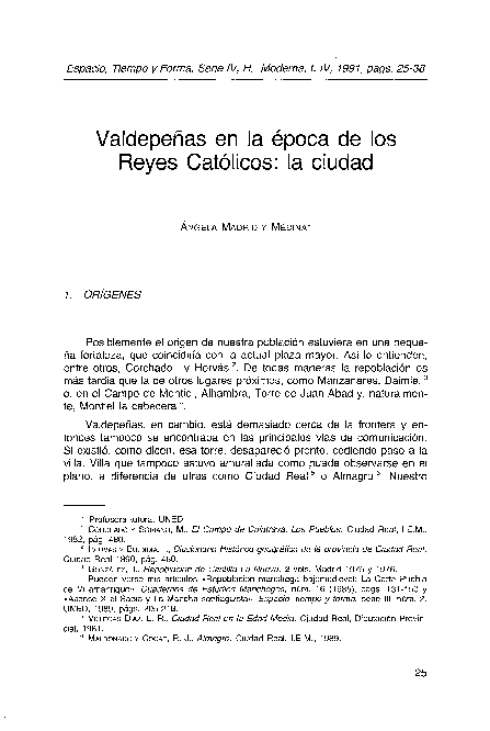 (PDF) Valdepeñas en la época de los Reyes Católicos : la ciudad
