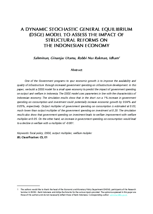 (PDF) A Dynamic Stochastic General Equilibrium (Dsge) Model to Assess ...