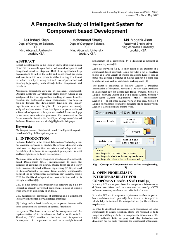 (PDF) A Perspective Study of Intelligent System for Component based ...