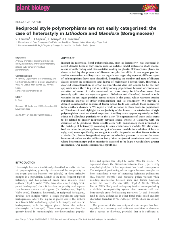 (PDF) Reciprocal style polymorphisms are not easily categorised: the ...