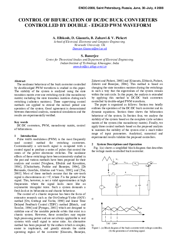 (PDF) Control of Bifurcations of DC/DC Buck Converters Controlled by ...