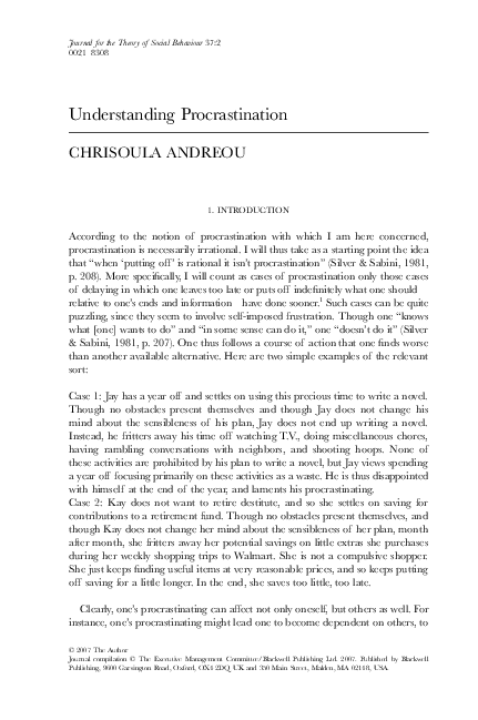 (PDF) Understanding procrastination