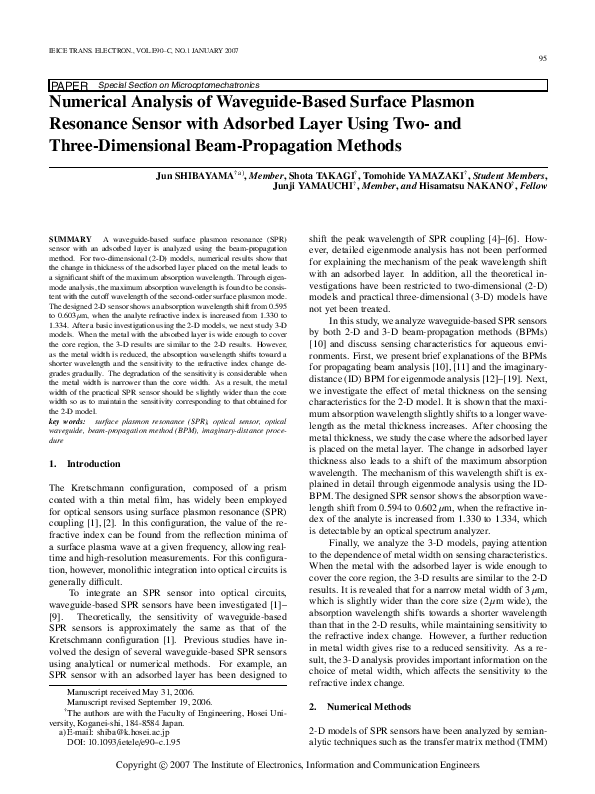 (PDF) Numerical Analysis of Waveguide-Based Surface Plasmon Resonance Sensor with Adsorbed Layer ...
