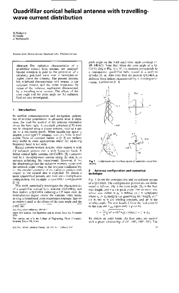 (PDF) Quadrifilar conical helical antenna with travelling-wave current ...