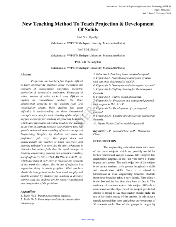 (PDF) New Teaching Method To Teach Projection & Development Of Solids ...