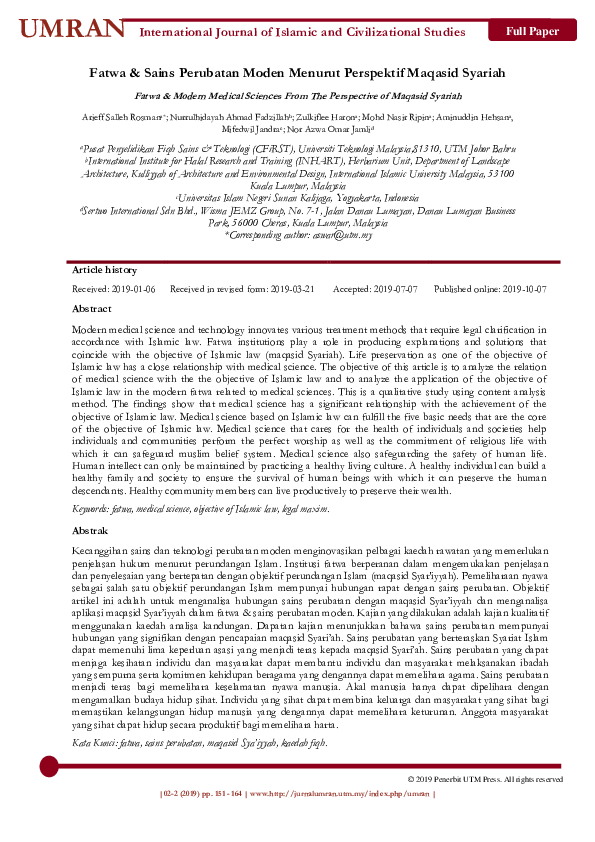 (PDF) Fatwa Sains Perubatan Moden Menurut Perspektif Maqasid Syariah ...