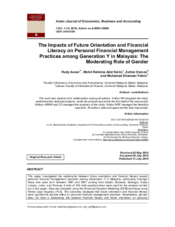 (PDF) The Impacts of Future Orientation and Financial Literacy on Personal Financial Management ...