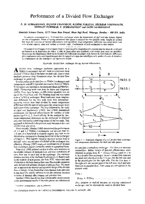 (PDF) Performance of a divided flow exchanger