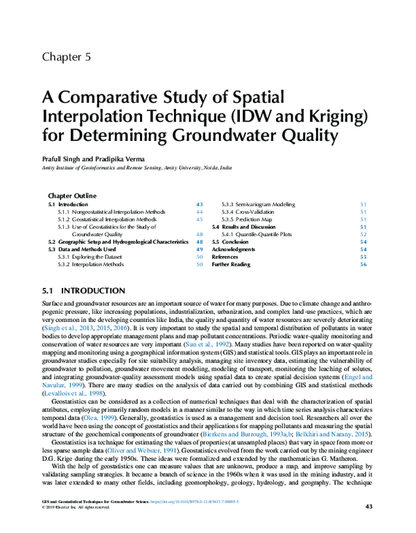 (PDF) A Comparative Study of Spatial Interpolation Technique (IDW and Kriging) for Determining ...