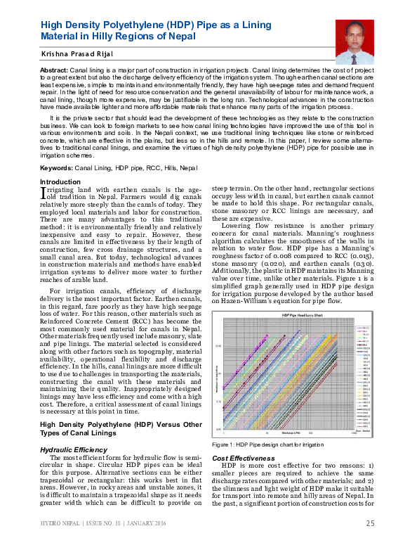 (PDF) High Density Polyethylene (HDP) Pipe as a Lining Material in ...