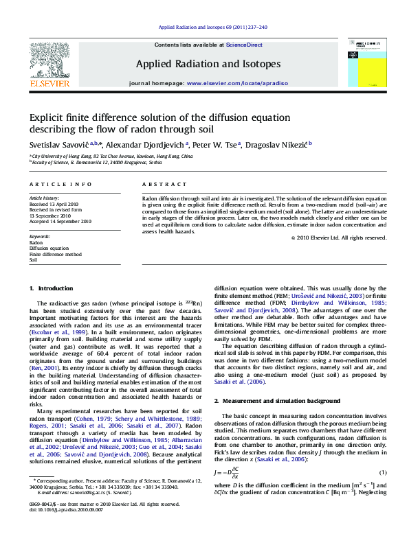 (PDF) Explicit finite difference solution of the diffusion equation ...
