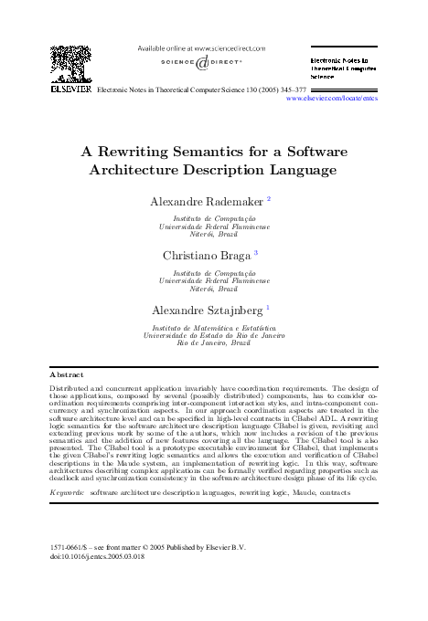 Pdf A Rewriting Semantics For A Software Architecture Description Language 6881