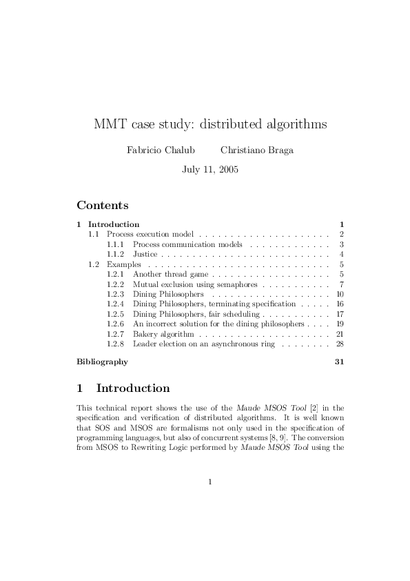 (PDF) MMT case study: distributed algorithms
