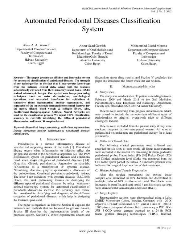 (PDF) Automated Periodontal Diseases Classification System