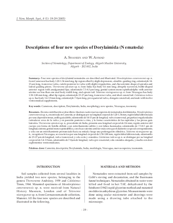 (PDF) Descriptions of four new species of Dorylaimida (Nematoda)