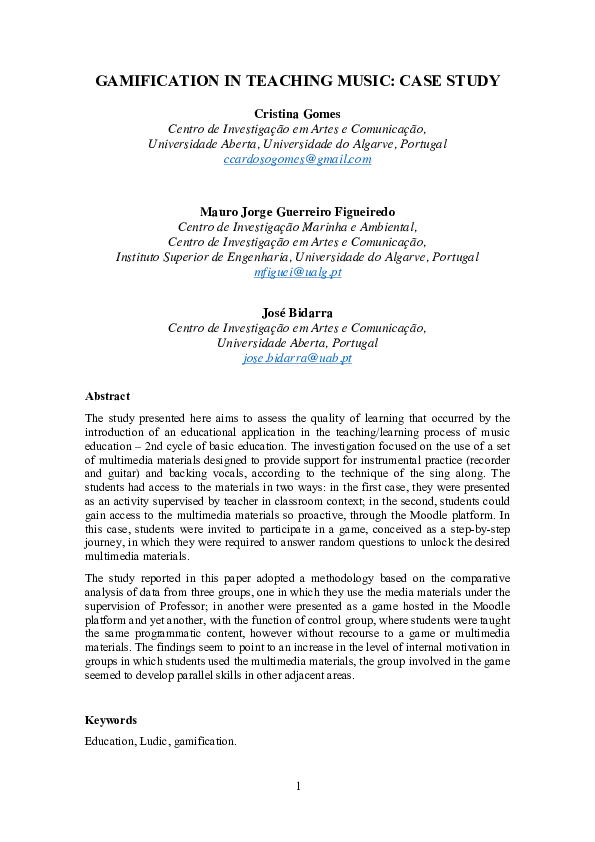 (PDF) Gamification in teaching music: Case study